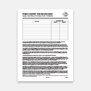 Toastmasters International -Speech Contest Time Record Sheet and ...